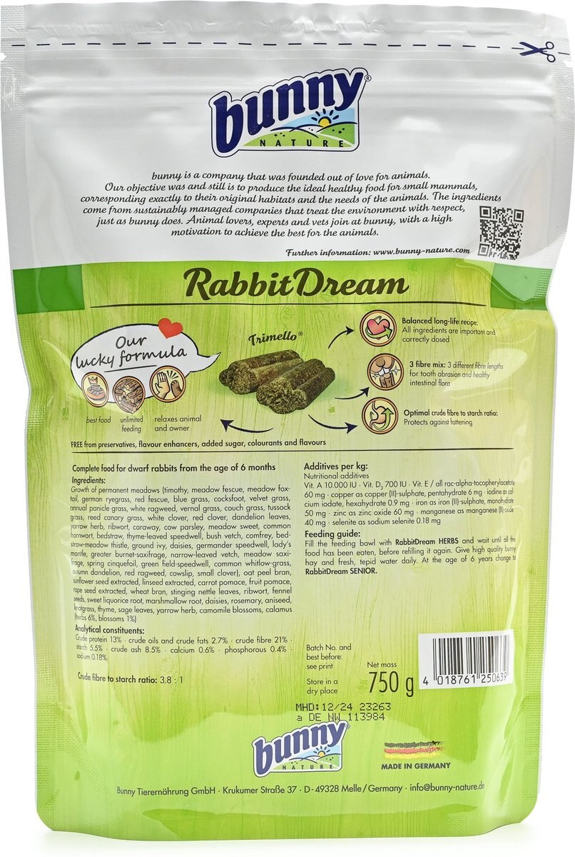 BUNNY NATURE RabbitDream Herbs Rabbit Food, 1.7-lb bag - Chewy.com