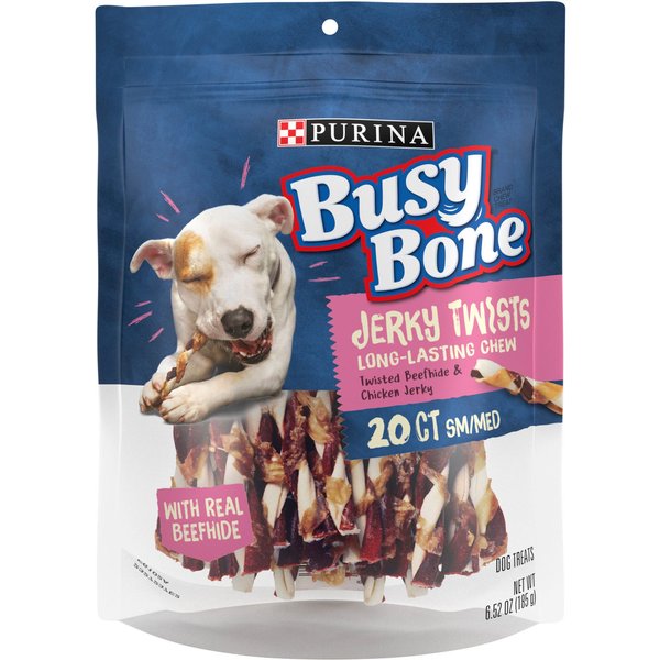 BUSY BONE Jerky Twists Long-Lasting Small/Medium Dog Treats, 20 count ...