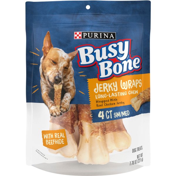 BUSY BONE Jerky Wraps Long-Lasting Small/Medium Dog Treats, 4 count ...