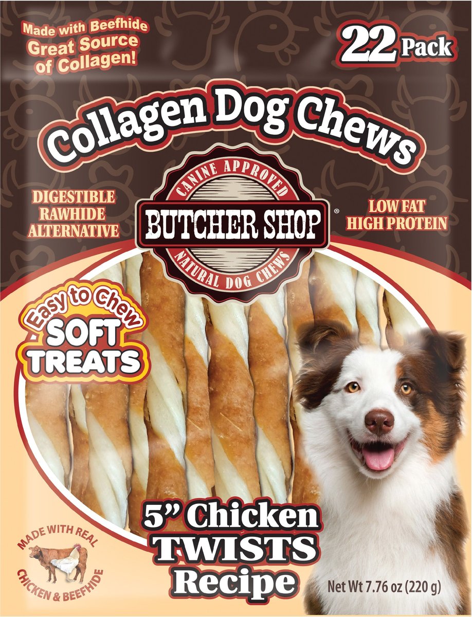 BUTCHER SHOP Collagen 5-in Chicken Twists Recipe Dog Jerky Treat, 7.76 ...