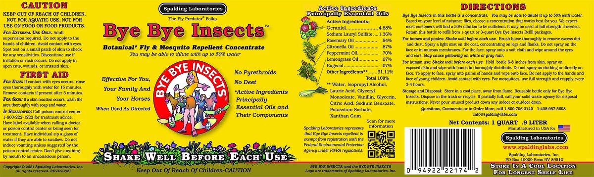 Out of Stock - BYE BYE INSECTS Botanical Fly & Mosquito Repellent Horse ...