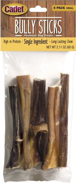 CADET 4 to 7-inch Beef Pizzle Bully Sticks Dog Treats, Small, 5 count ...