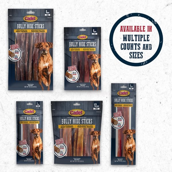 CADET Bully Hide Sticks All-Natural Dog Chews, Large, 7 count - Chewy.com