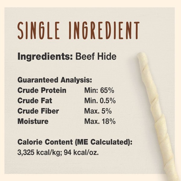 CADET Premium Grade Beef Hide Twist Sticks Dog Treat, 5-in, 100 count ...
