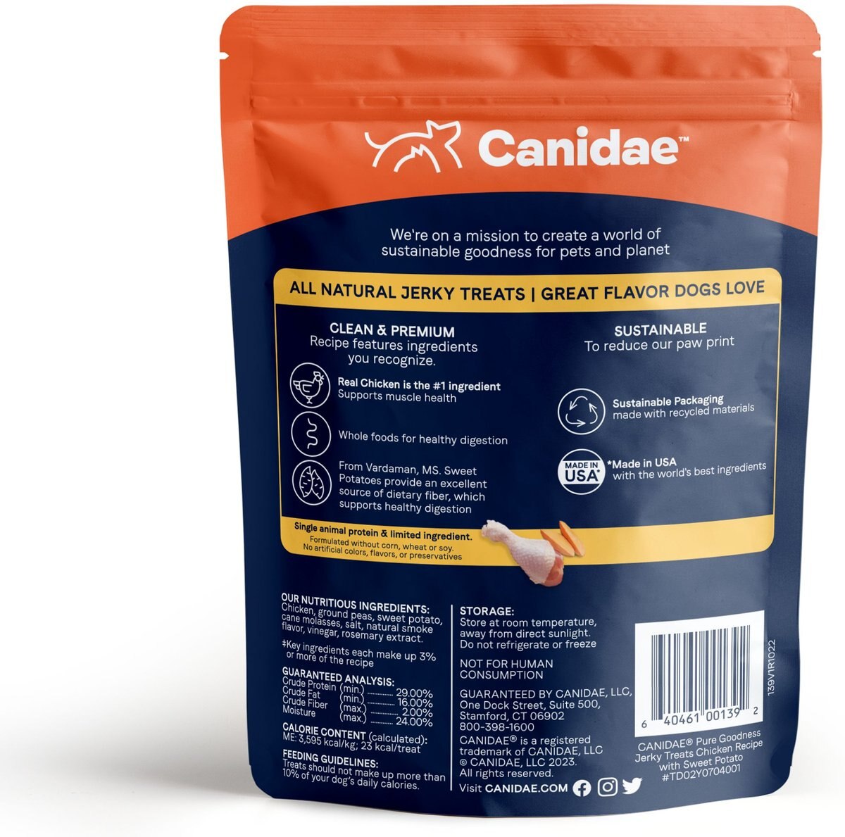 CANIDAE PURE Chicken & Sweet Potato Recipe Jerky Dog Treats, 4-oz bag ...