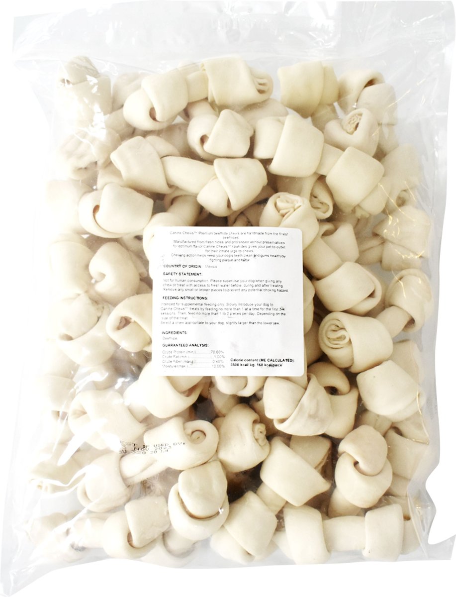 CANINE CHEWS 4-5-inch Long Lasting Knotted Beef Flavor Dental Dog Bones ...