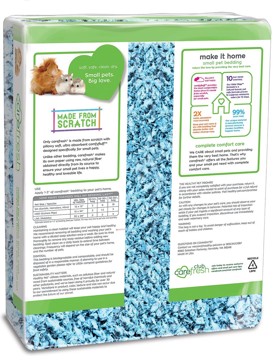 CAREFRESH Small Animal Bedding, Blue, 50-L - Chewy.com