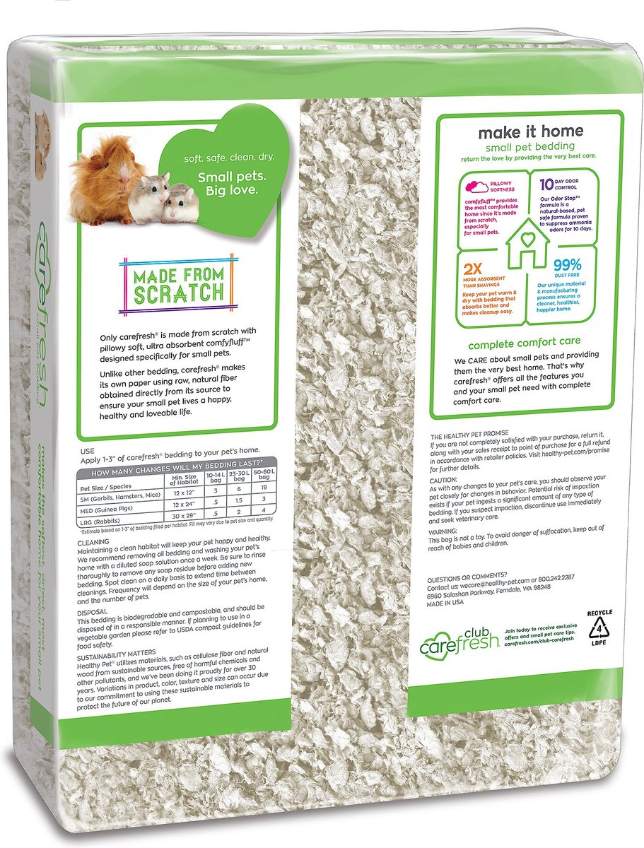 CAREFRESH Small Animal Bedding, White, 50-L - Chewy.com