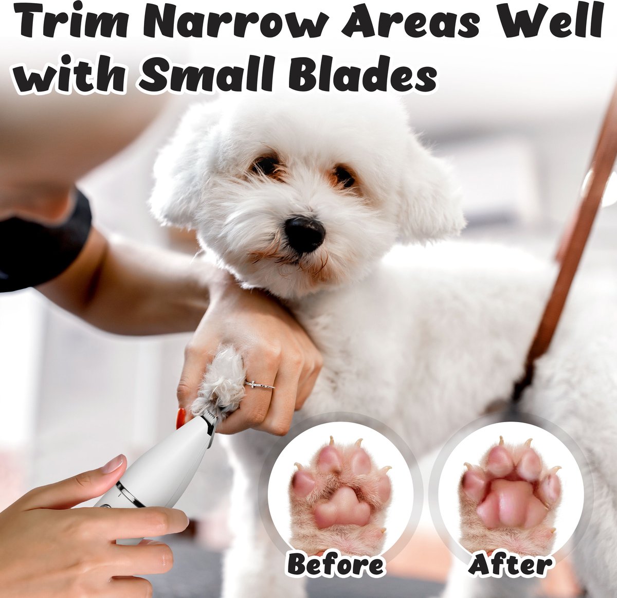 CASFUY Small Low Noise 2 in 1 Trimming Paw Face Narrow Dog hair ...