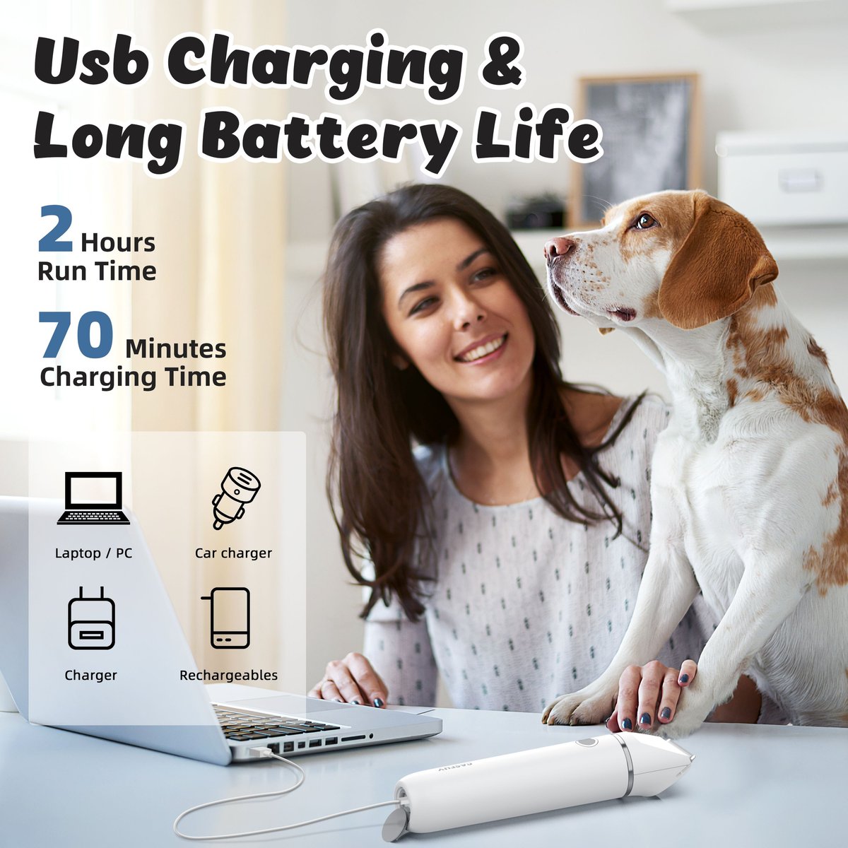 CASFUY Small Low Noise 2 in 1 Trimming Paw Face Narrow Dog hair ...