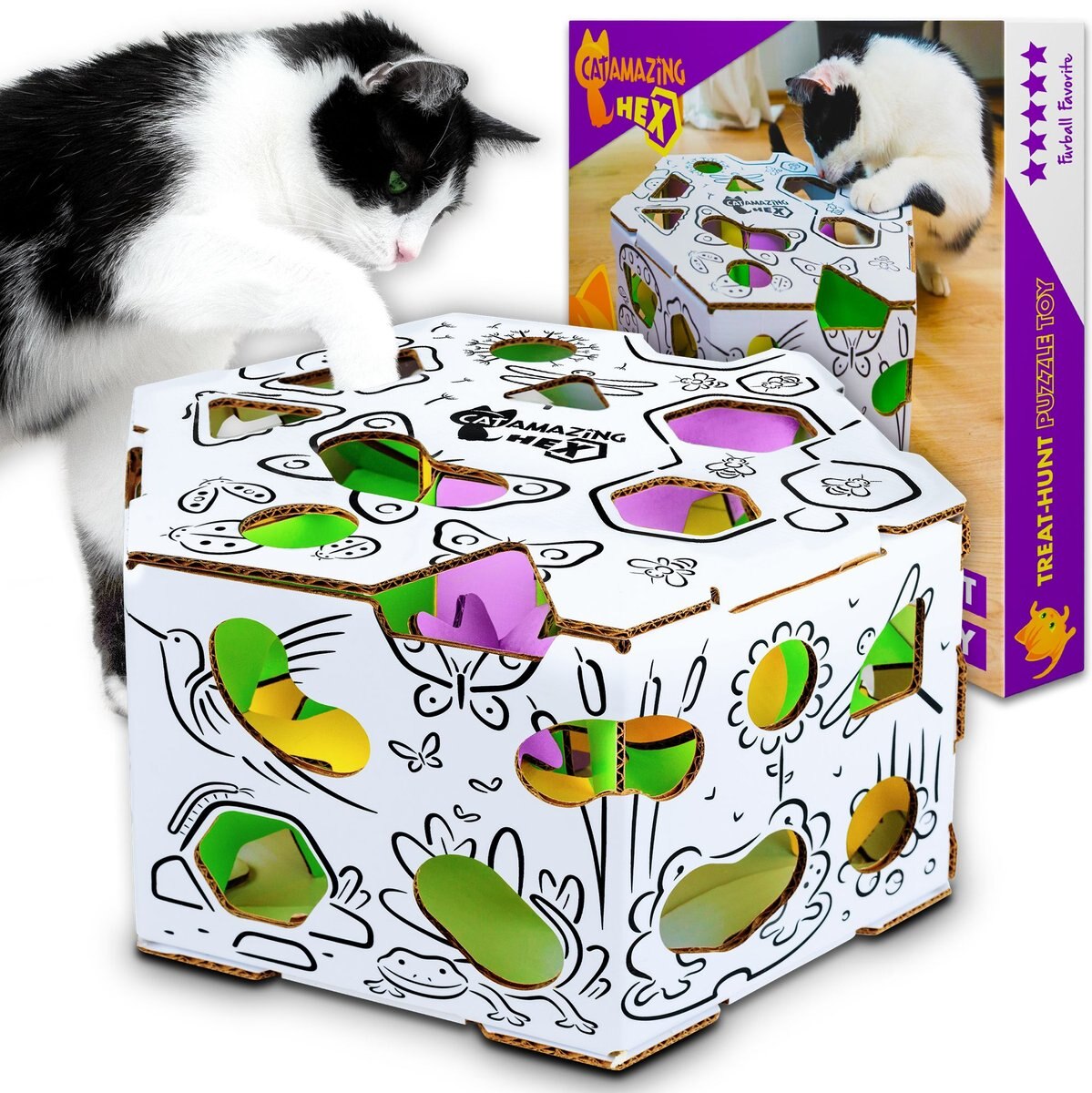 CAT AMAZING HEX Interactive Cat Puzzle Feeder Toy - Chewy.com