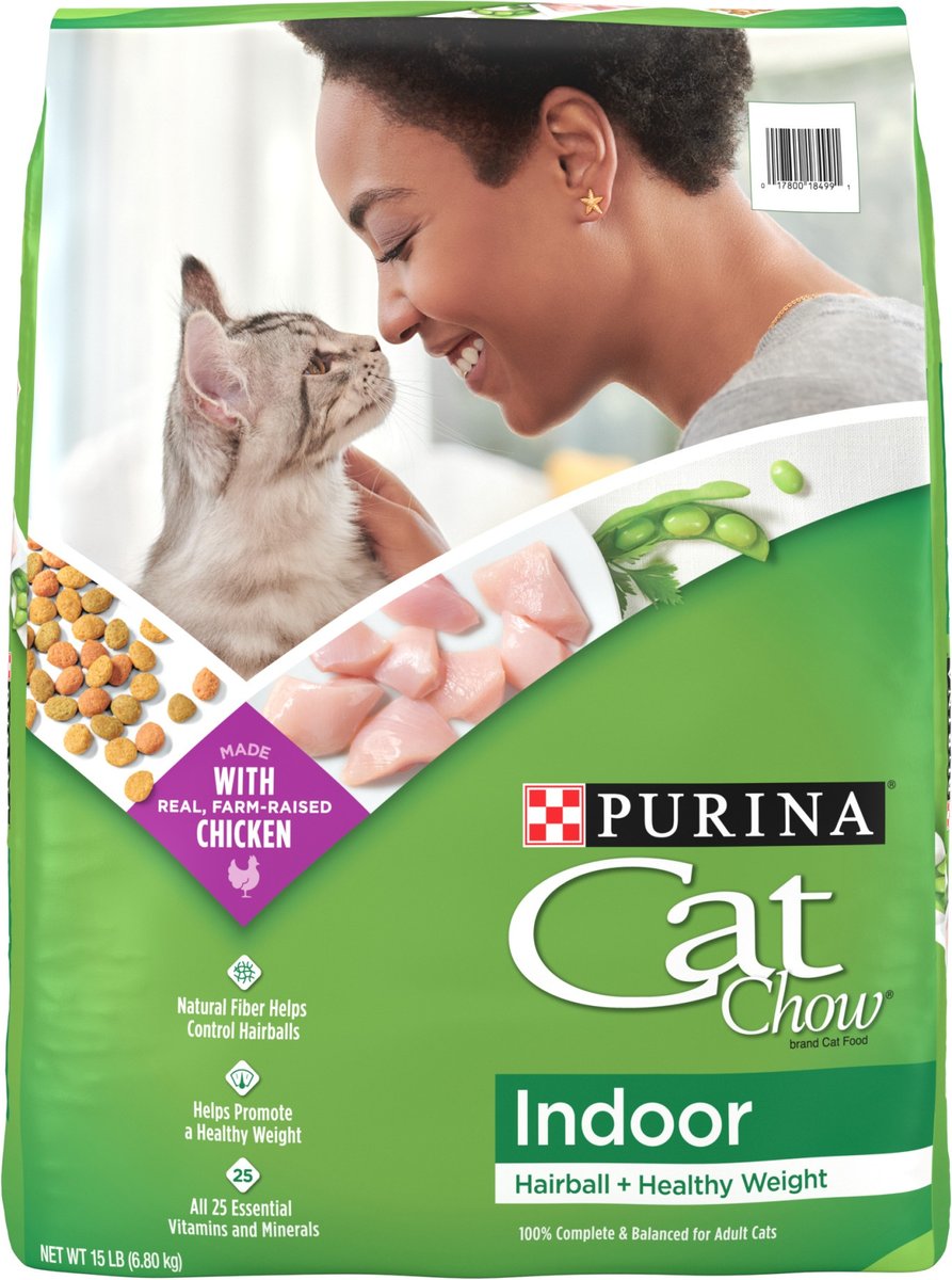 CAT CHOW Indoor Hairball & Healthy Weight Dry Cat Food, 15-lb bag ...