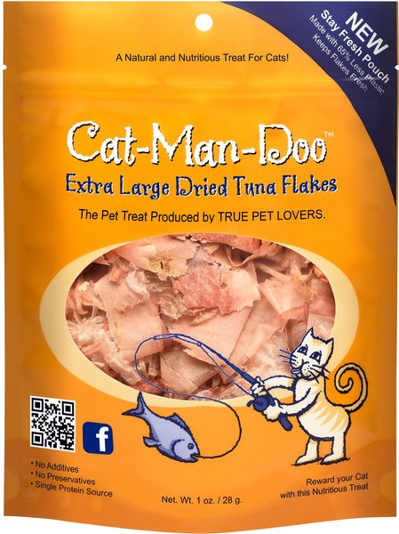 CAT-MAN-DOO Extra Large Dried Tuna Flakes Cat & Dog Treats, 1-oz bag ...