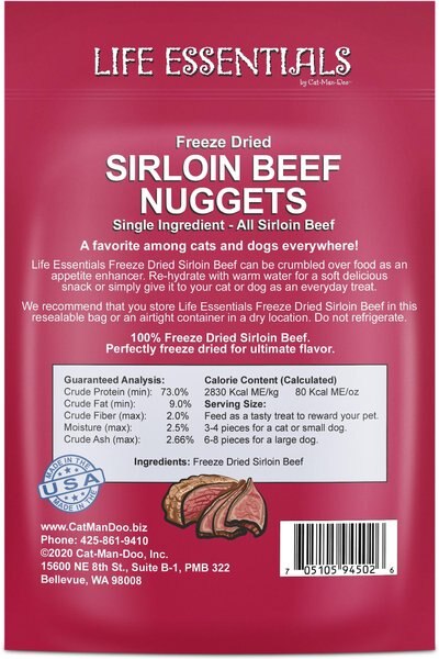 CAT-MAN-DOO Life Essentials Sirloin Beef Nuggets Freeze-Dried Cat & Dog ...
