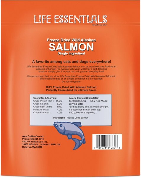CAT-MAN-DOO Life Essentials Wild Alaskan Salmon Freeze-Dried Cat & Dog ...