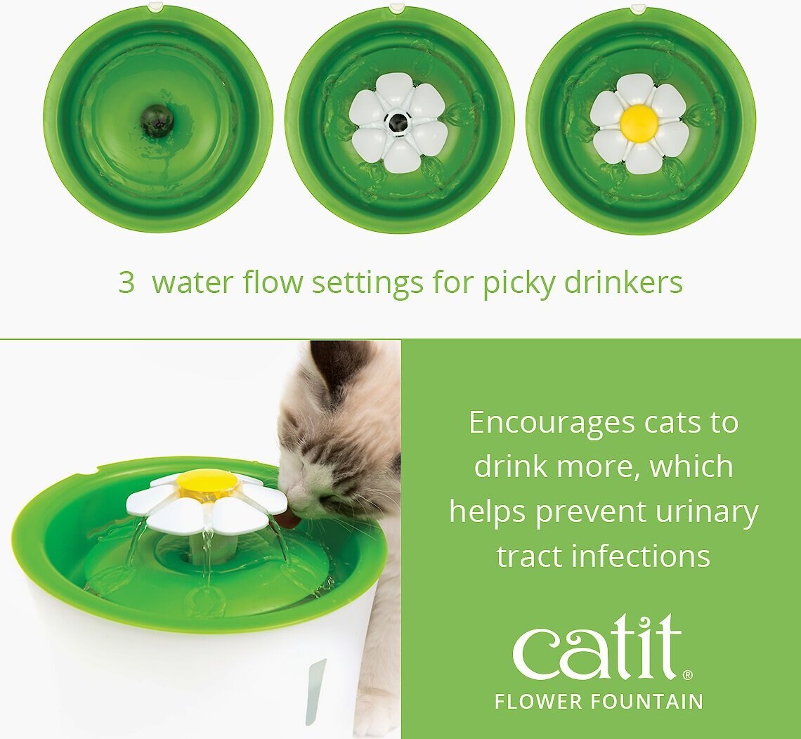 CATIT Flower Plastic Cat Fountain, 100-oz - Chewy.com