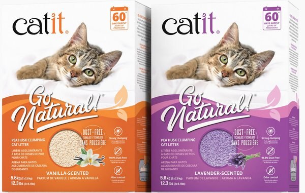 CATIT Go Natural Pea Husk Clumping Cat Litter, Lavender, 12.3-lb box ...