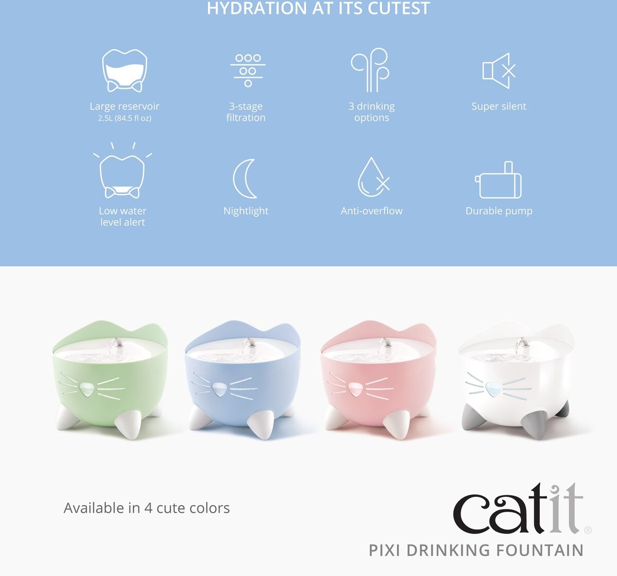 CATIT Pixi Cat Drinking Fountain, Stainless Steel - Chewy.com