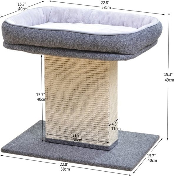 CATRY Perch with Sisal Scratcher & Perch-Mellow 19-in Plush Cat Tree ...