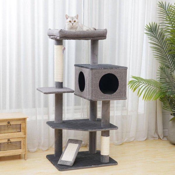 CATRY Yara 5-Level 49.5-in Polyester & Linen Large Cat Tree & Condo ...