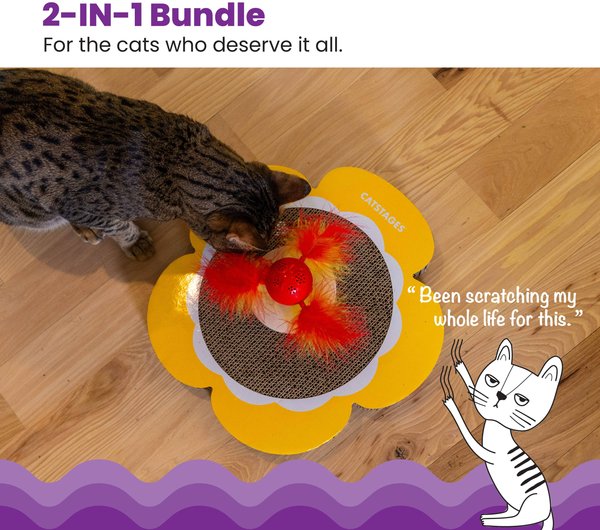 CATSTAGES Daisy Scratch & Spinning Catnip Bundle Cat Toy - Chewy.com