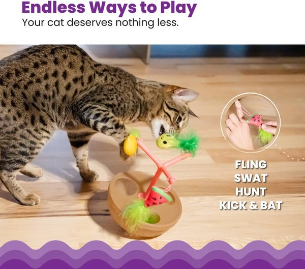 CATSTAGES Hunt N' Wobble Fruit Bowl Wobbling with Toy Tree Cat Toy ...