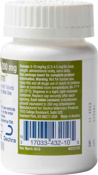 CEFPODERM (cefpodoxime proxetil) Tablets for Dogs, 200-mg - Easy ...