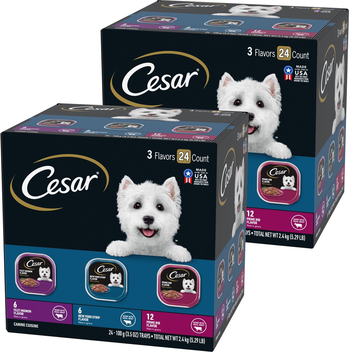 CESAR Filets in Gravy Beef Flavors Variety Pack Small Breed Adult Wet ...