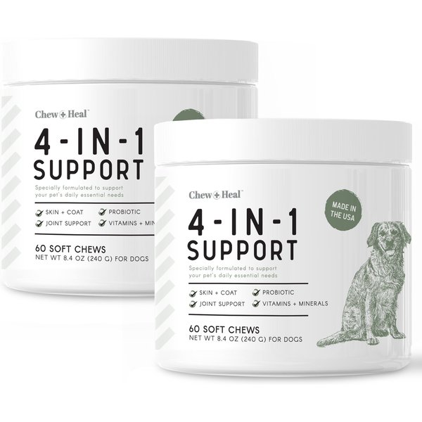 CHEW + HEAL 4-In-1 Support Multivitamin Dog Supplement, 120 count ...