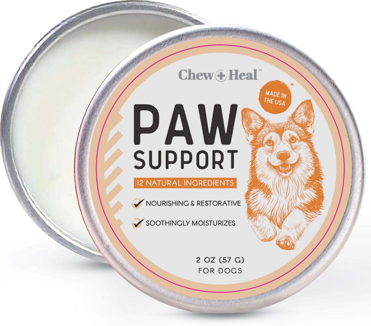 CHEW + HEAL Paw Support Revitalizing Dog Paw Balm, 2-oz - Chewy.com