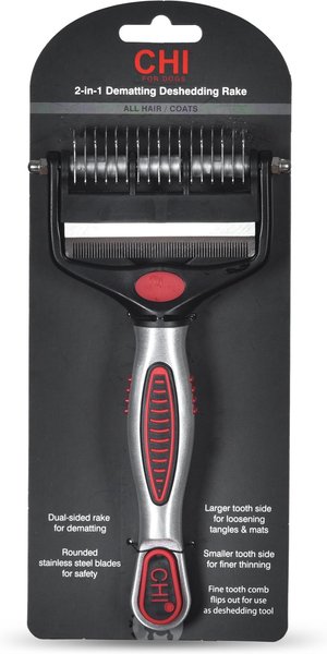 CHI 2-in-1 Dematting Deshedding Rake Dog Grooming Tool - Chewy.com