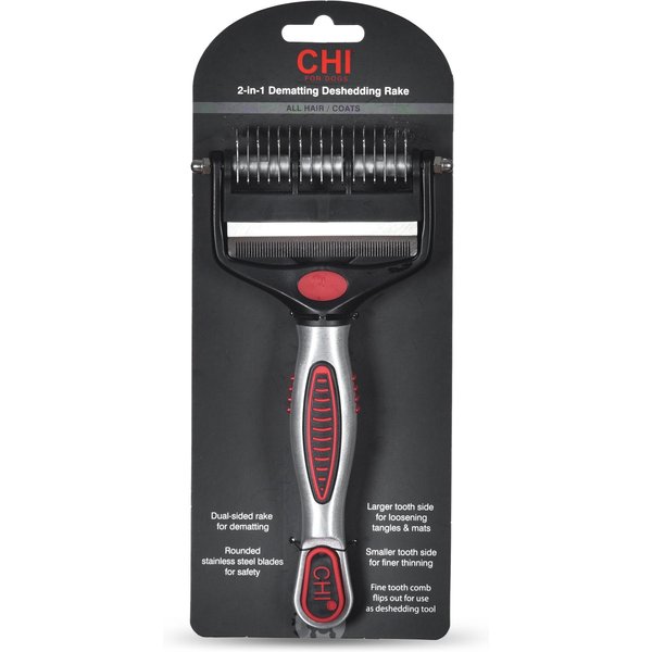 CHI 2-in-1 Dematting Deshedding Rake Dog Grooming Tool - Chewy.com