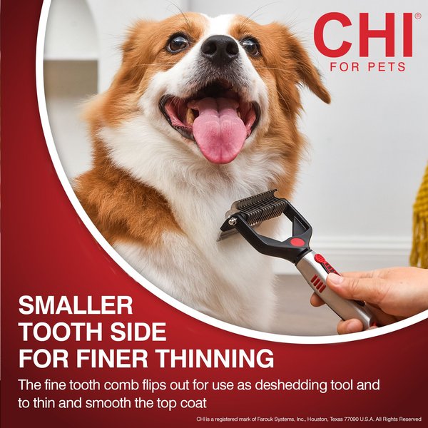 CHI 2-in-1 Dematting Deshedding Rake Dog Grooming Tool - Chewy.com