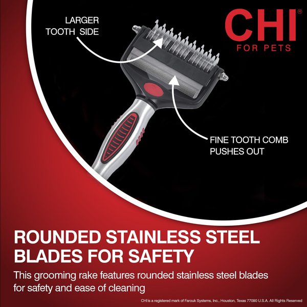 CHI 2-in-1 Dematting Deshedding Rake Dog Grooming Tool - Chewy.com