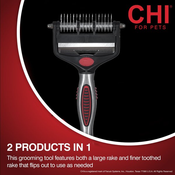 CHI 2-in-1 Dematting Deshedding Rake Dog Grooming Tool - Chewy.com