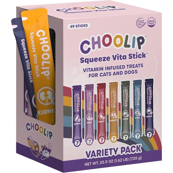 CHOOLIP Squeeze Vita Stick Grab n Go Variety Lickable Dog & Cat Treats ...