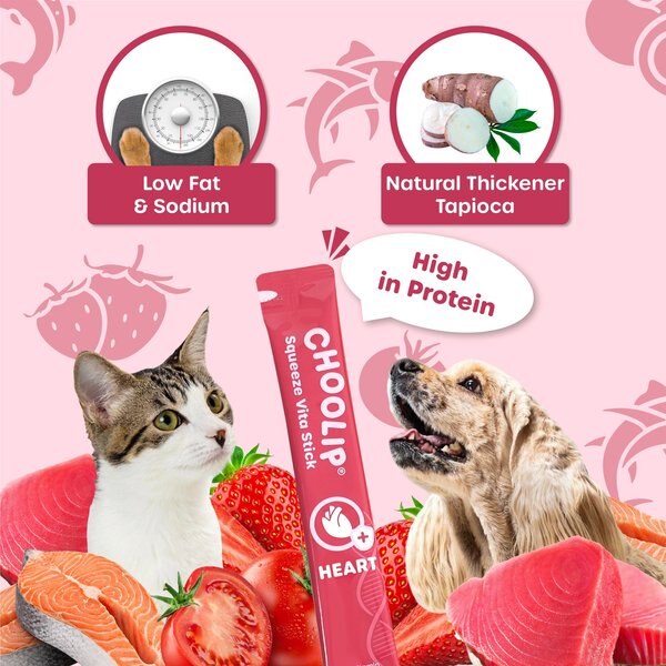 CHOOLIP Squeeze Vita Stick Heart Support Lickable Dog & Cat Treats, 3.7 ...