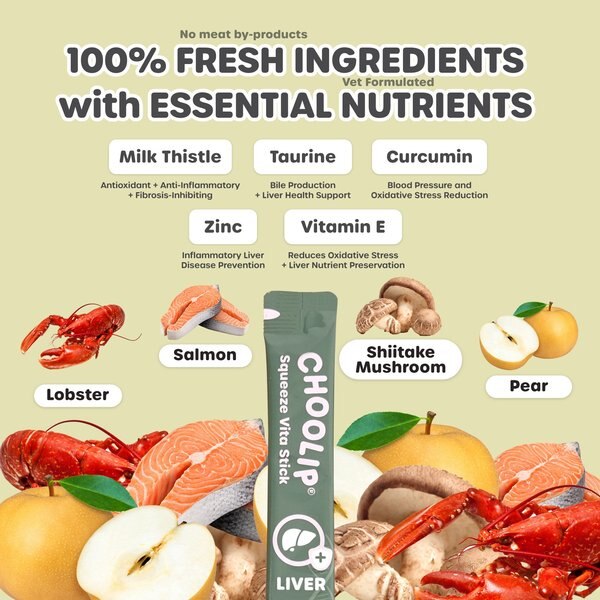 CHOOLIP Squeeze Vita Stick Liver Support Lickable Dog & Cat Treats, 3.7 ...