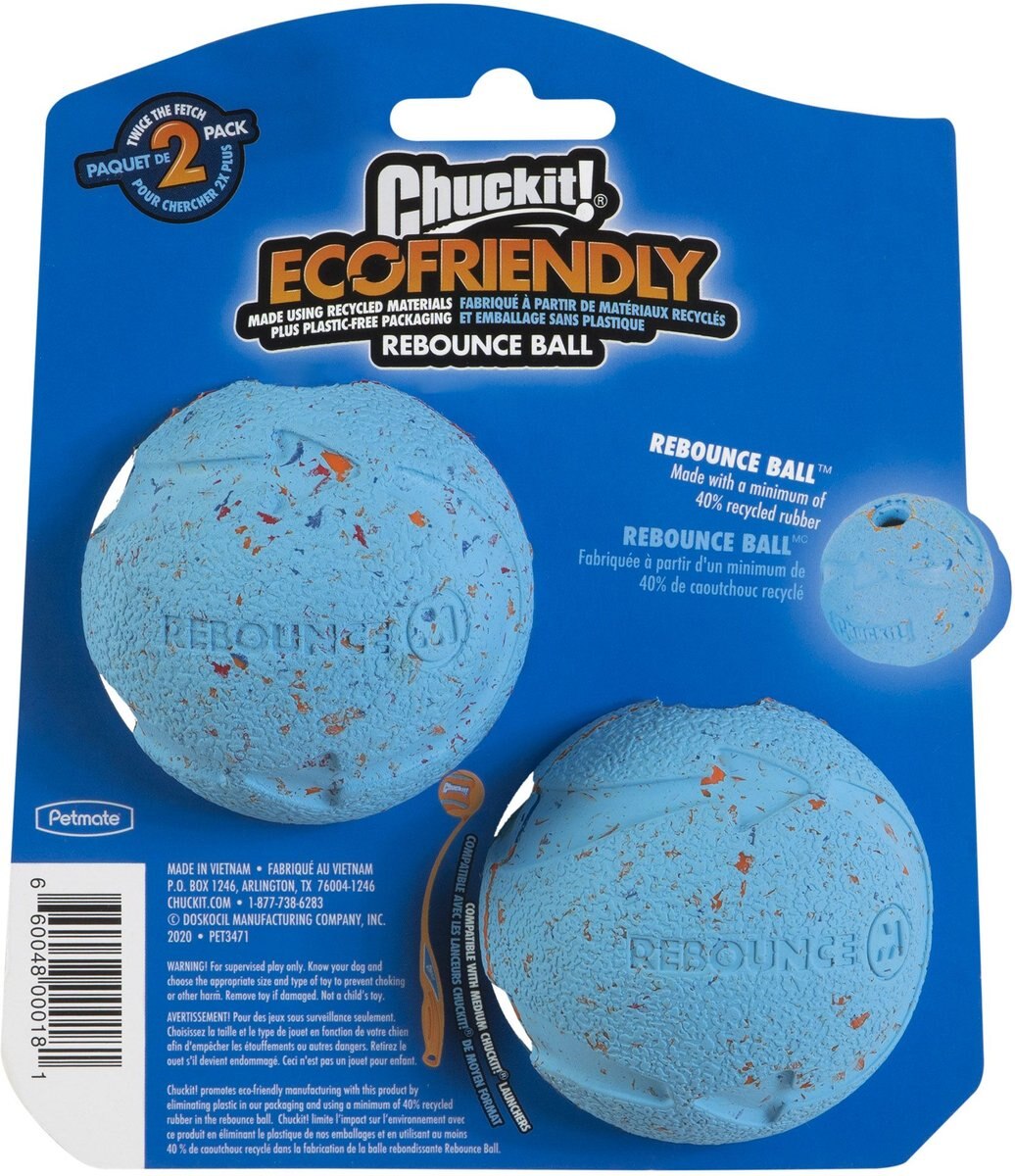 CHUCKIT! Rebounce Ball Twin Pack Dog Toy, Color Varies, Medium - Chewy.com