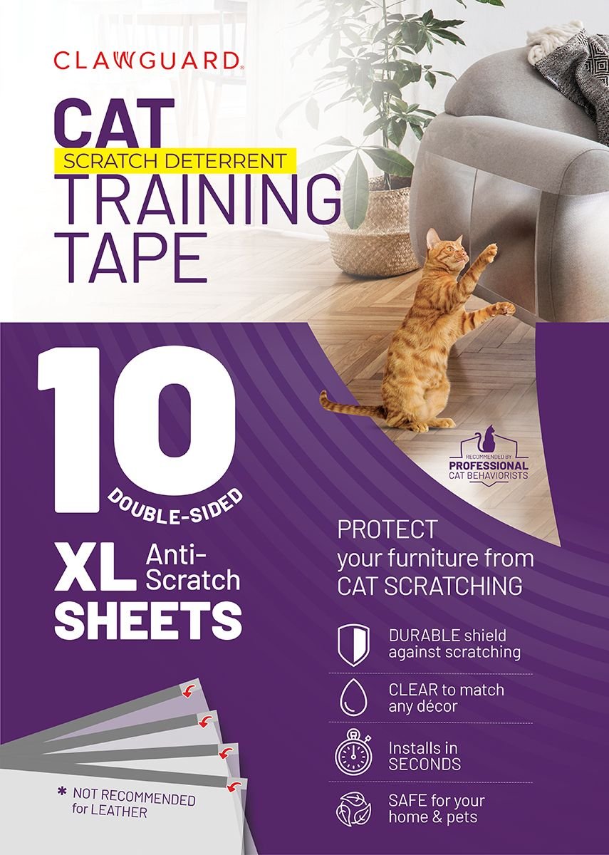 CLAWGUARD Anti-Scratch Training Cat Deter Tape Sheets, 10 count, 17 X ...
