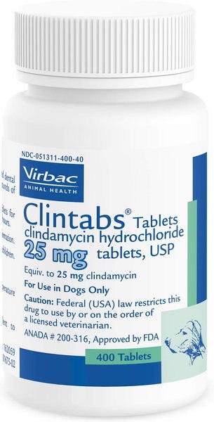CLINTABS (Clindamycin HCl) Tablets for Dogs, 25-mg - Easy Refills ...