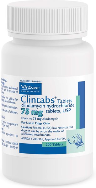 CLINTABS (Clindamycin HCl) Tablets for Dogs, 75-mg - Easy Refills ...