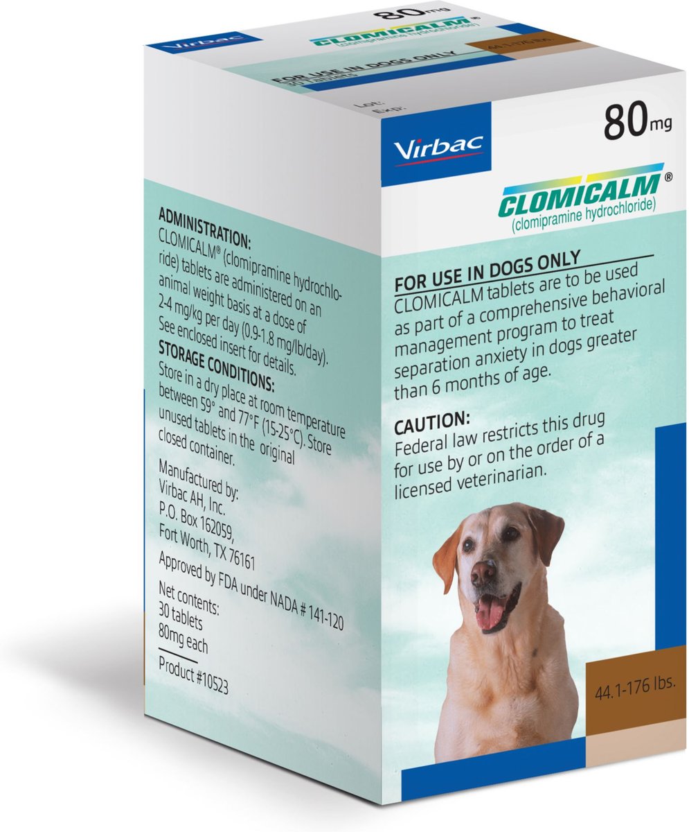 CLOMICALM (Clomipramine HCl) Tablets for Dogs, 80-mg, 60 tablets - Easy ...