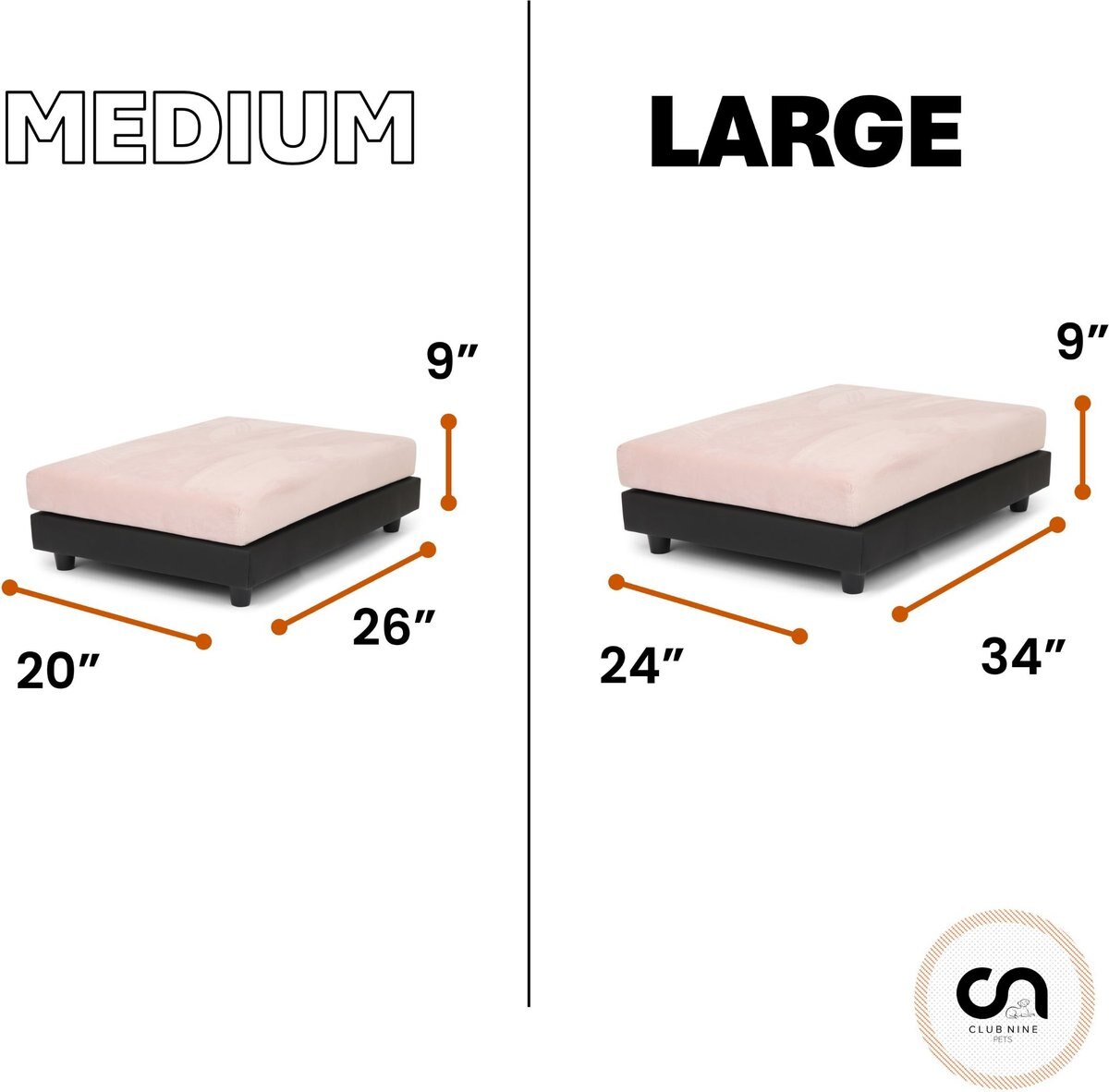 CLUB NINE PETS Snooze Collection Orthopedic Elevated Dog & Cat Bed with ...