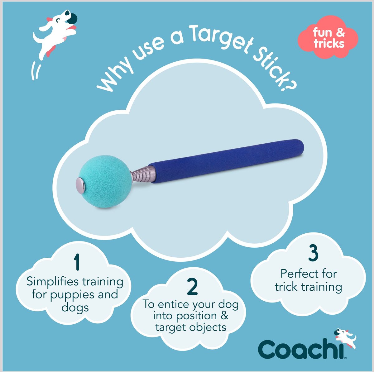 COACHI Target Stick Dog Training Stick, Navy - Chewy.com