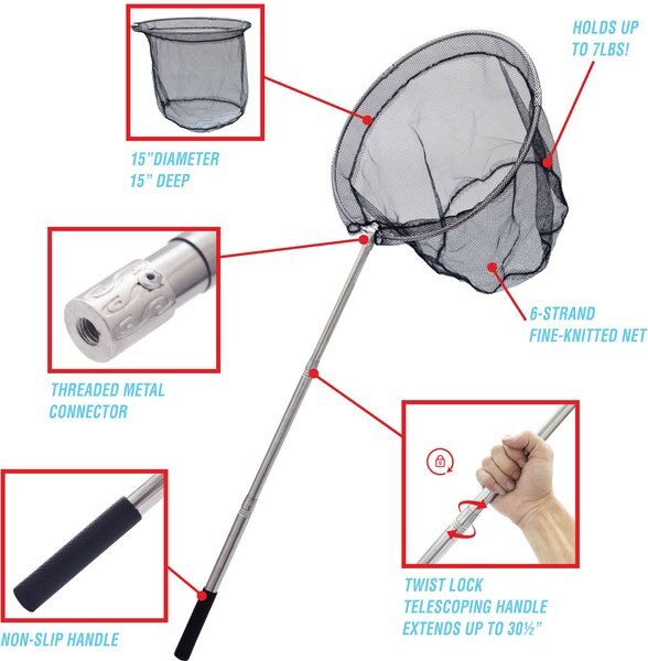 COBALT AQUATICS Telescoping Fish Pond Net, Metal, Large - Chewy.com