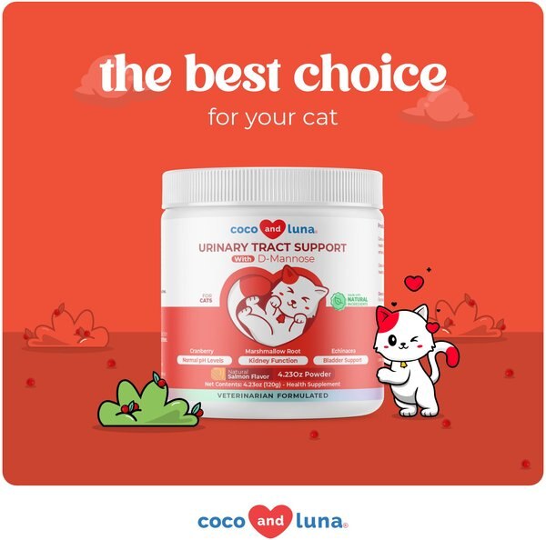 COCO AND LUNA Cranberry Incontinence & Urinary Tract Support Powder Supplement for Cats, 120-gr ...