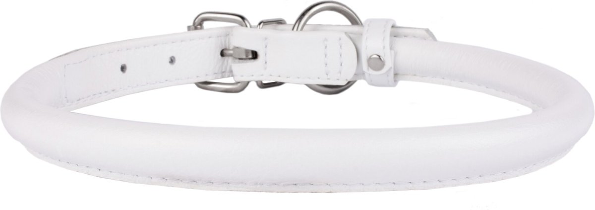 COLLARDIRECT Rolled Leather Dog Collar, White, Large: 14 to 16-in neck ...