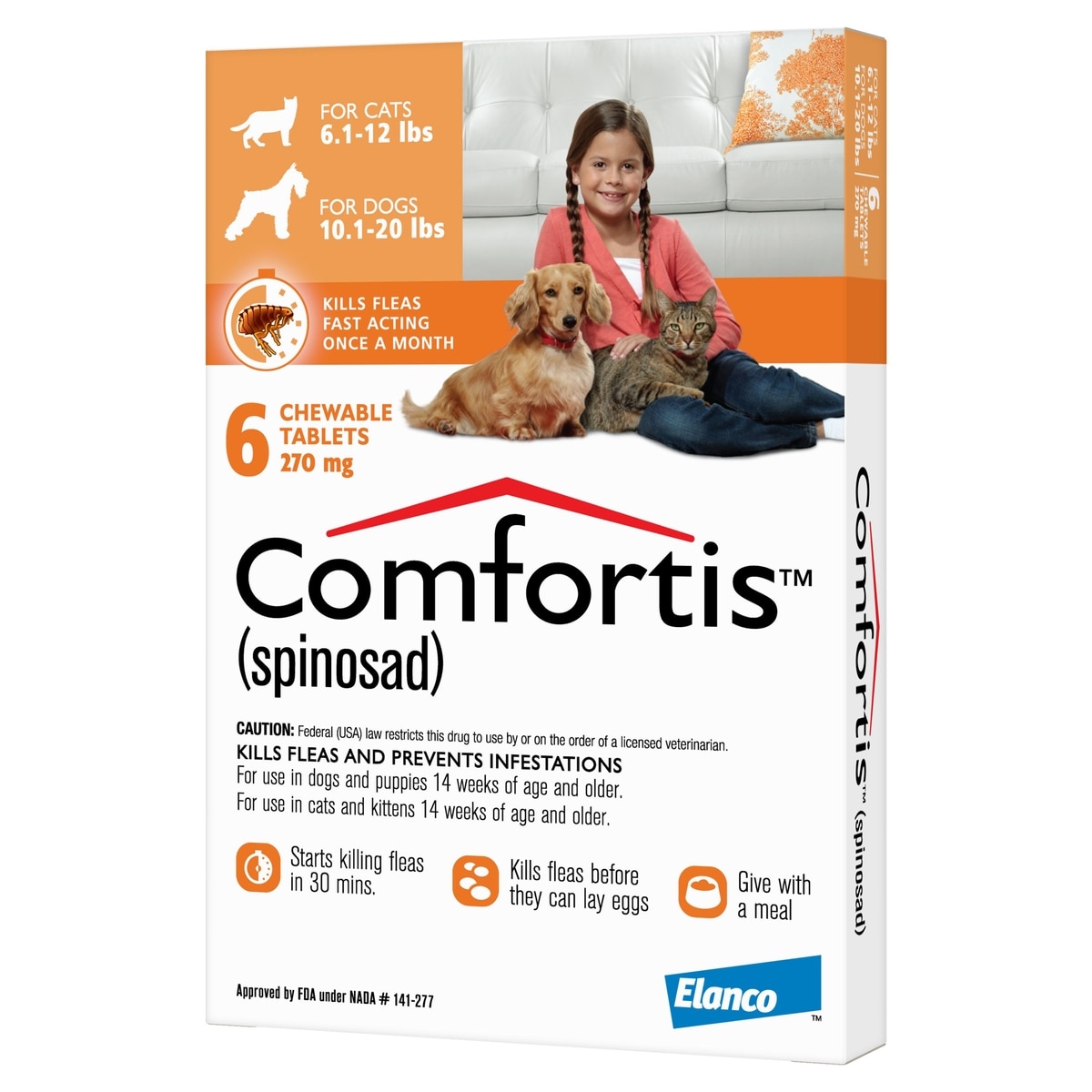 COMFORTIS Chewable Tablet for Dogs, 10.1-20 lbs, & Cats, 6.1-12 lbs ...