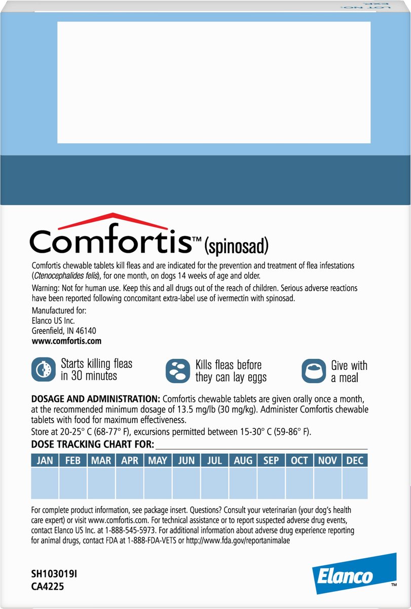 COMFORTIS Chewable Tablet for Dogs, 40.1-60 lbs (Blue Box) - Easy ...